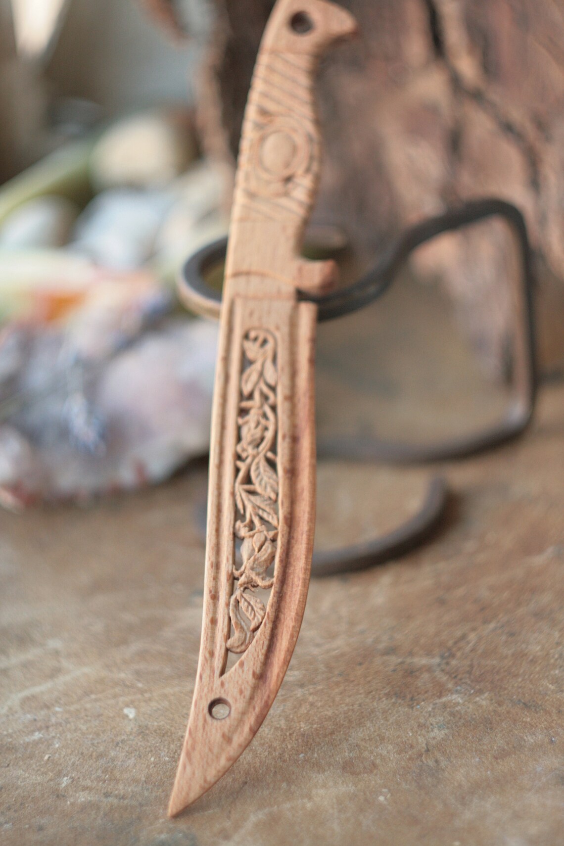 Wooden Carved Boline Athame Ritual Dagger Wood Magic Knife | Etsy