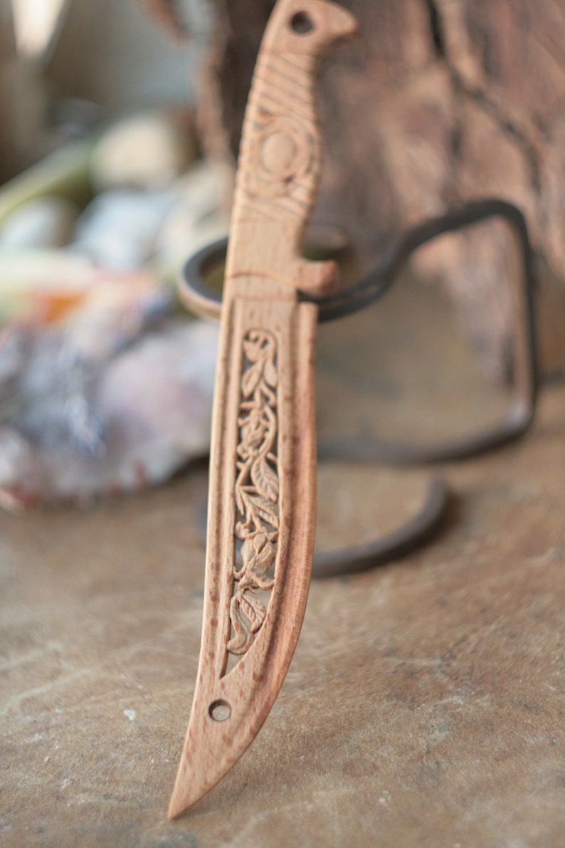 Wooden Carved Boline Athame Ritual Dagger Wood Magic Knife | Etsy