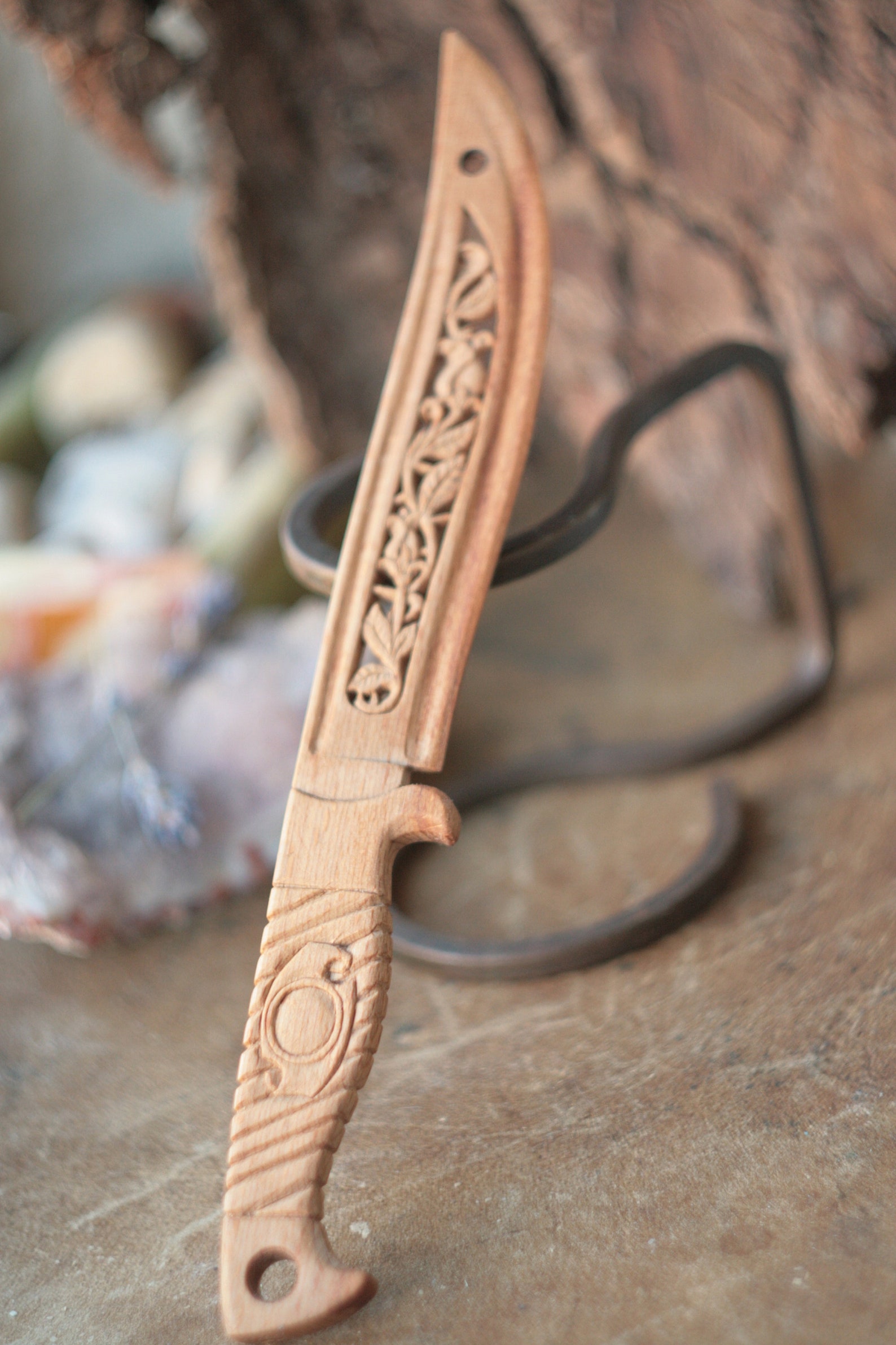 Wooden Carved Boline Athame Ritual Dagger Wood Magic Knife | Etsy