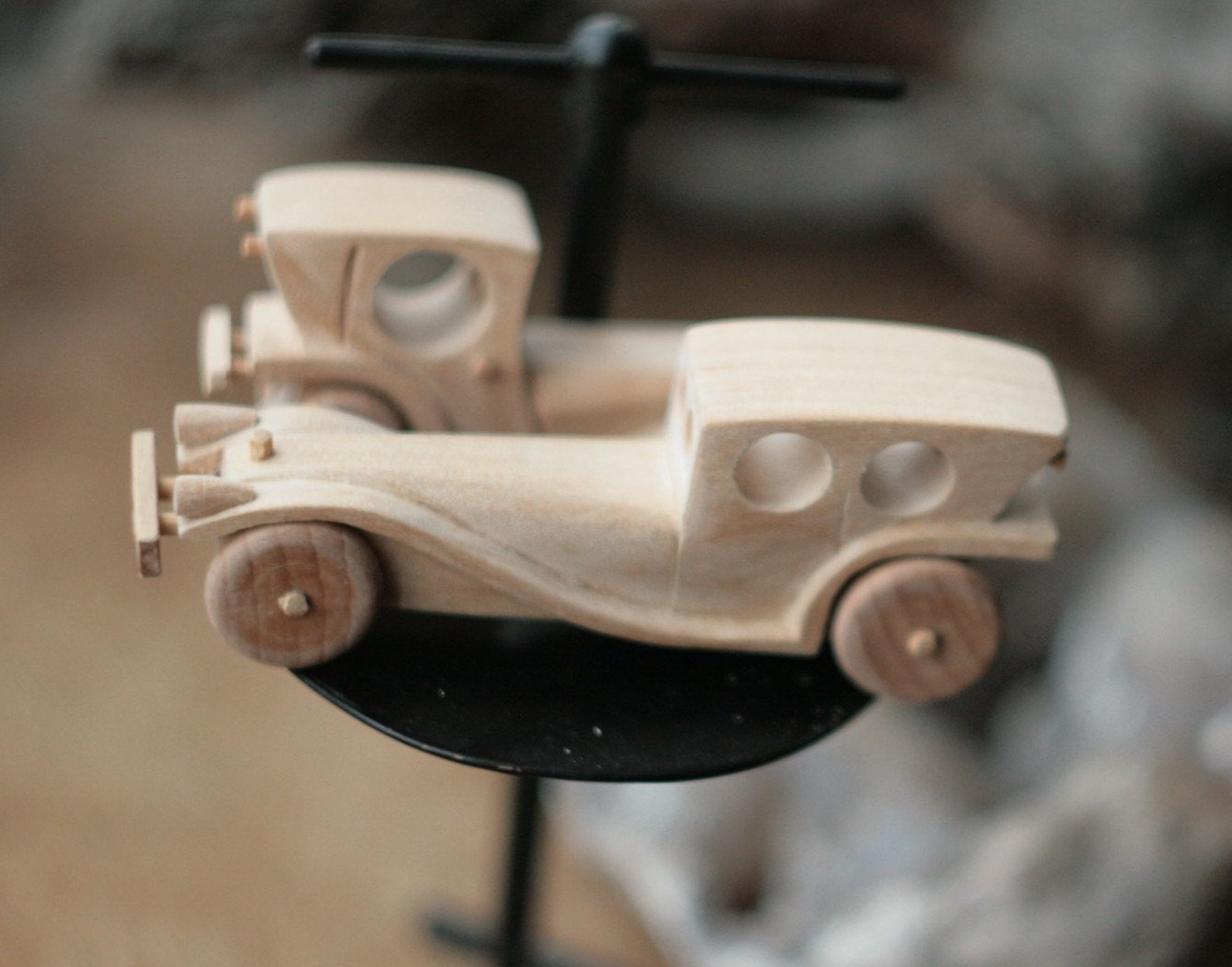 Vintage Wooden Car Model Rotating Weels Collectible - Etsy