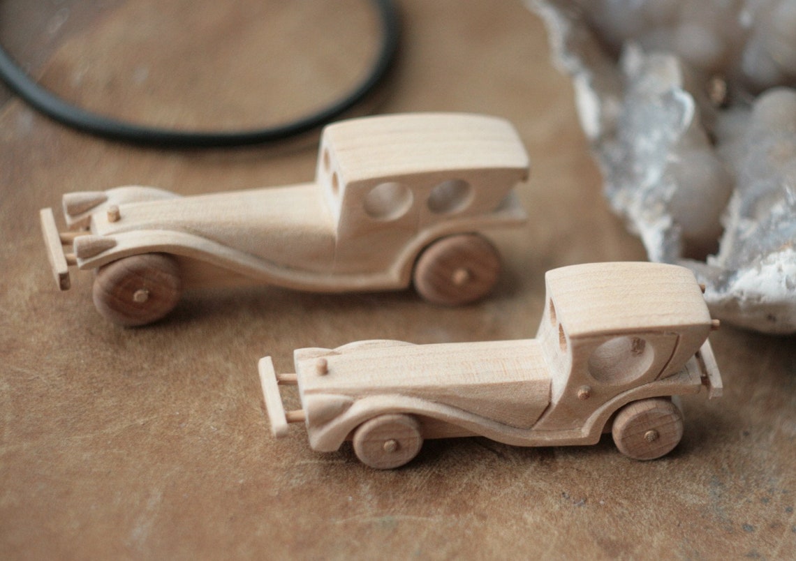 Vintage Wooden Car Model Rotating Weels Collectible - Etsy
