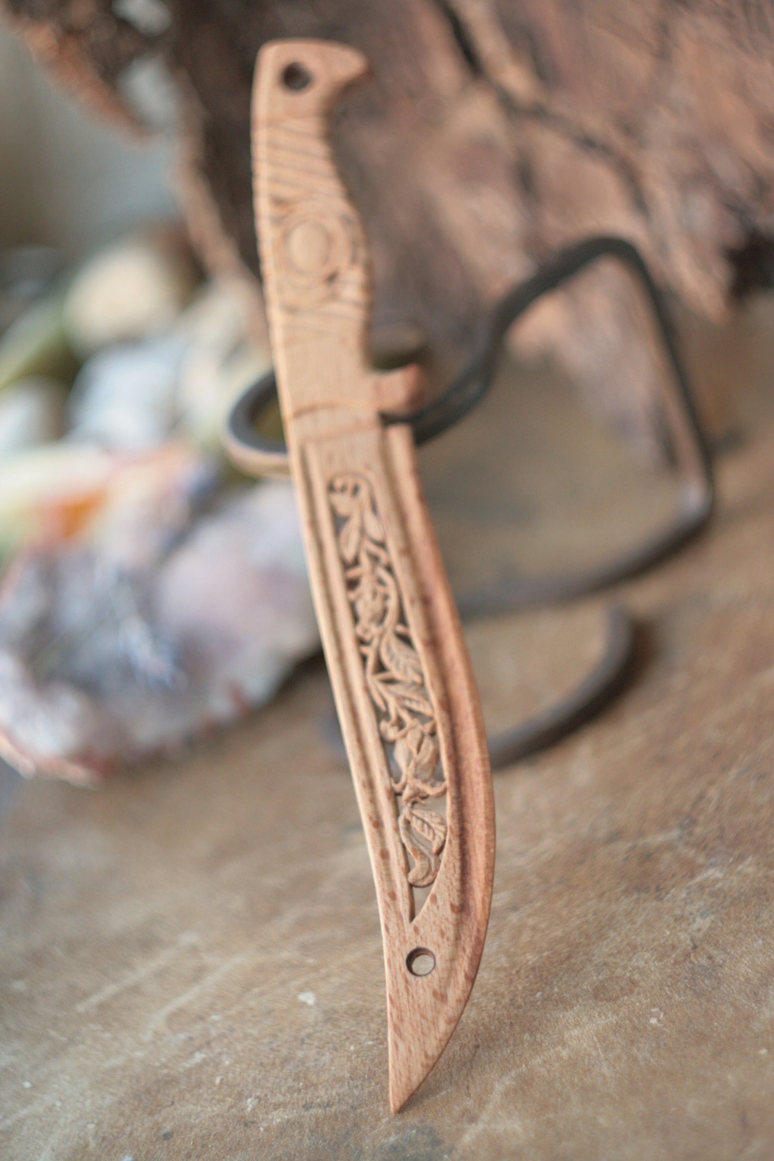 Wooden Carved Boline Athame Ritual Dagger Wood Magic Knife | Etsy