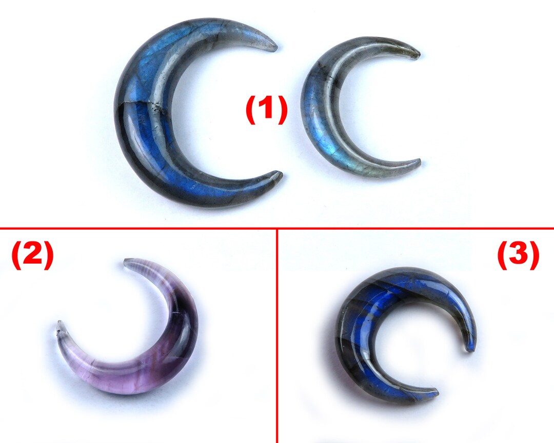 Celestial Crescent Hand Carved Moon Pendant With Blue Labradorite and ...