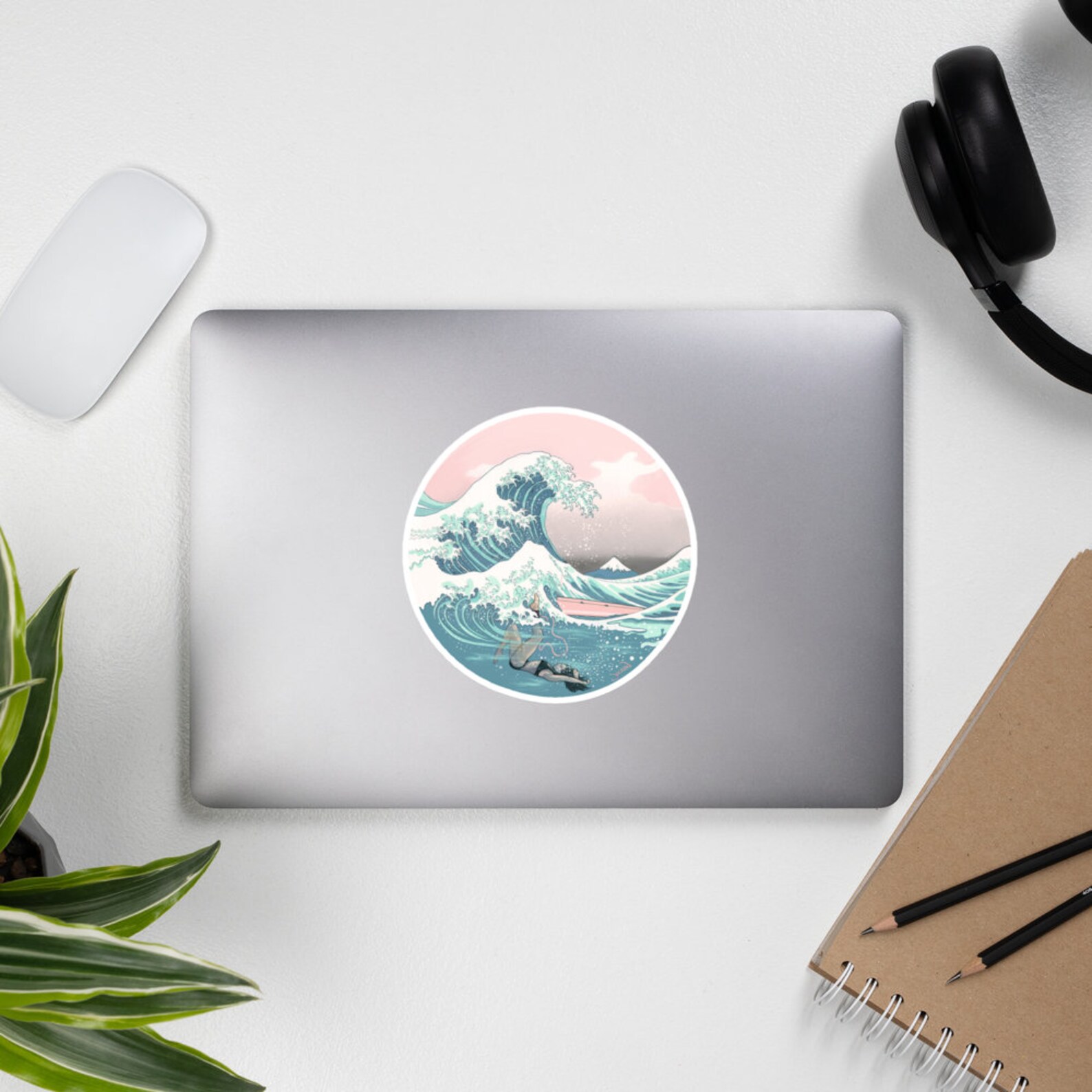 Giant Wave Surfer Girl Sticker - Etsy
