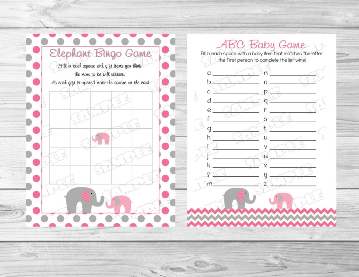 Pink Elephant Baby Shower Set of 8 Games Bundle Pink Elephant - Etsy