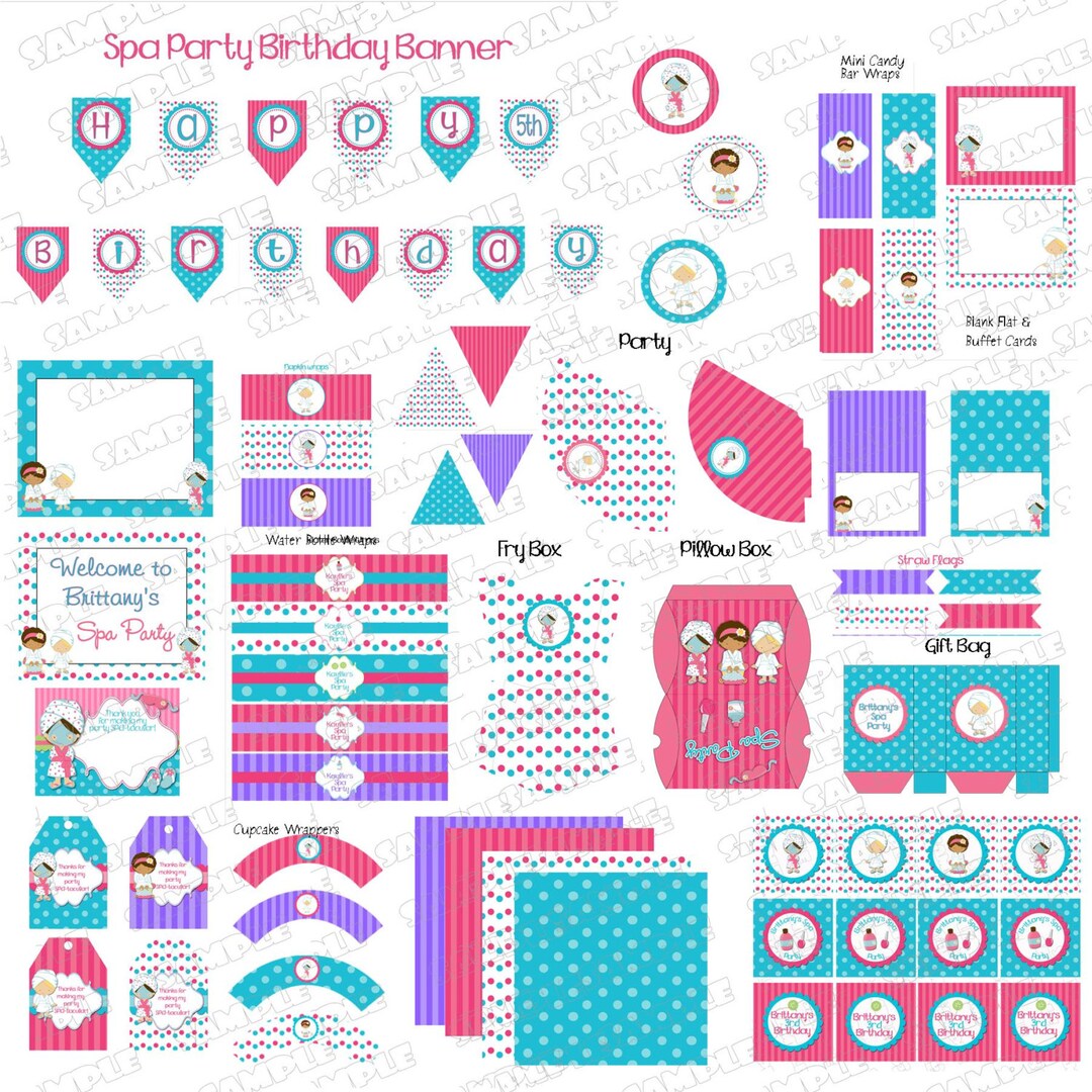 Spa Party Printable Makeup Party Huge Party Printable Party Supplies ...