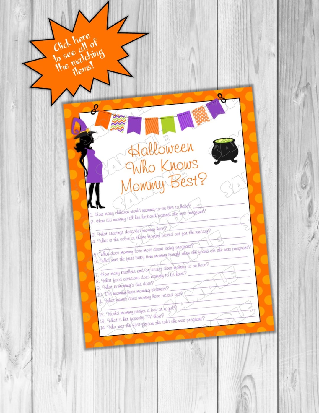 Halloween Baby Shower Games Who Knows Mommy Best Game Printable INSTANT ...