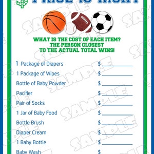 Sports Baby Shower Games Set of 8 Games Bundle Ball Baby Shower ...