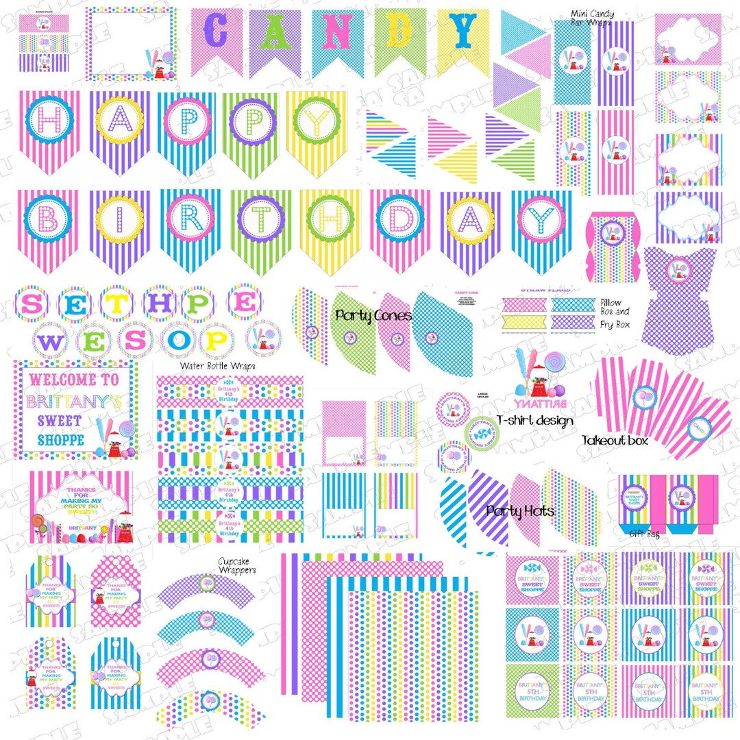 Candy Party Sweet Shoppe Party Huge Birthday NO INVITE Printable Party ...