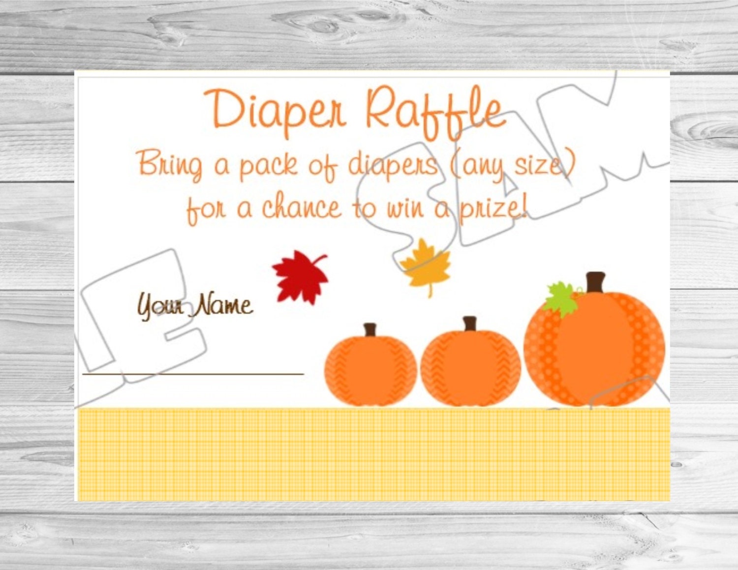 Pumpkin Fall Baby Shower Diaper Raffle Insert Cards Printable - Etsy