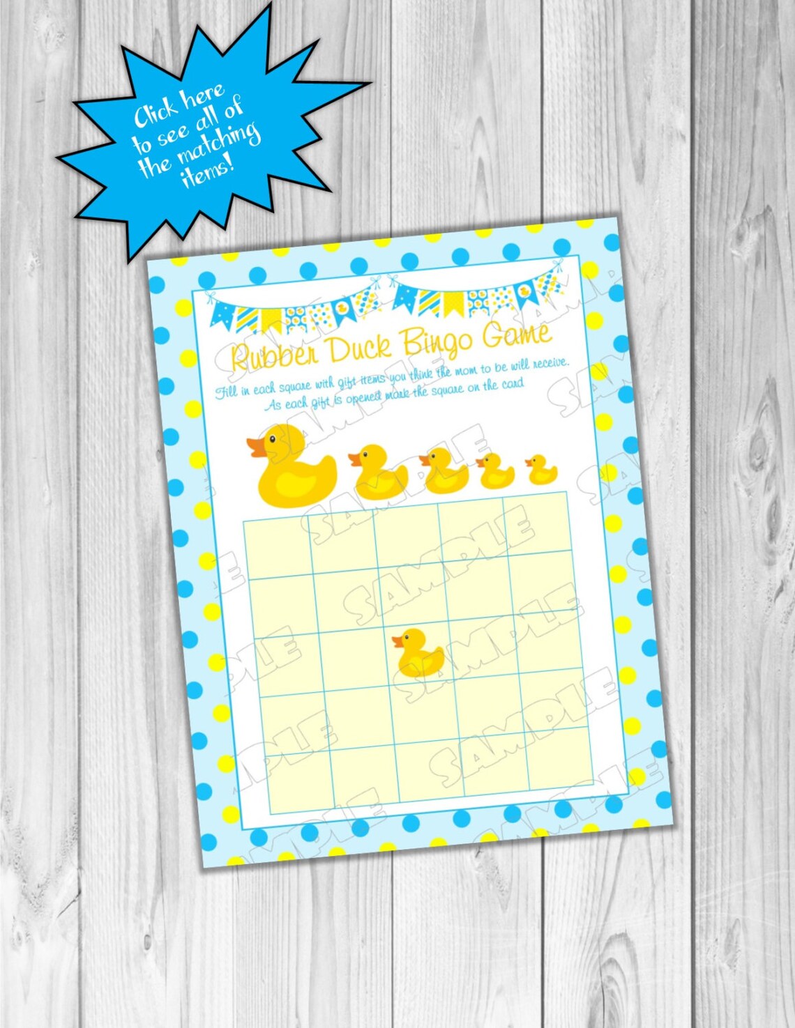 Rubber Duck Bingo Game Baby Shower Games Printable INSTANT - Etsy