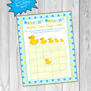 Rubber Duck Bingo Game Baby Shower Games Printable INSTANT DOWNLOAD ...