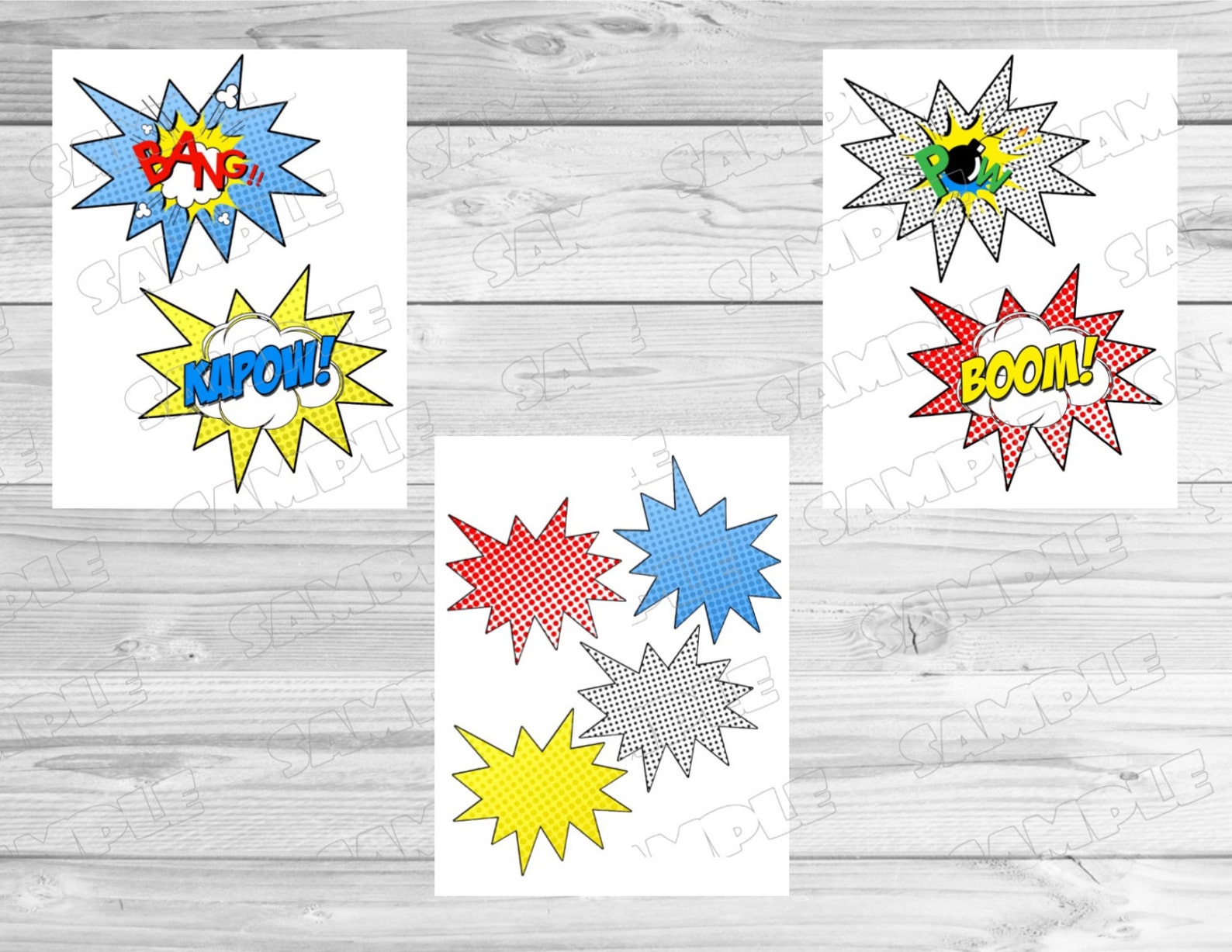 Superhero Party Burst Signs INSTANT DOWNLOAD Superhero Printable Party ...