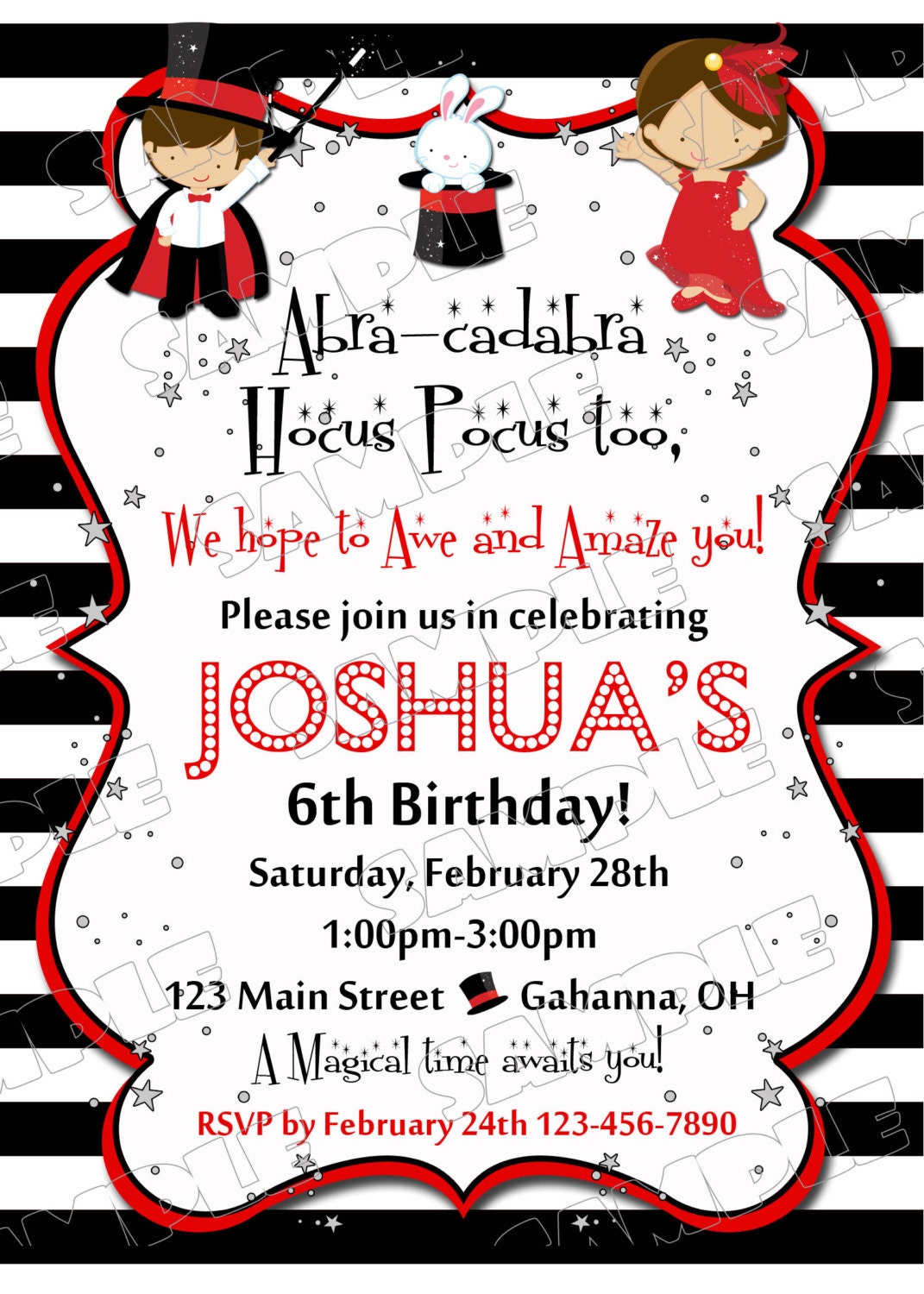 Magic Birthday Party Invitation Magic Birthday Magician Party | Etsy