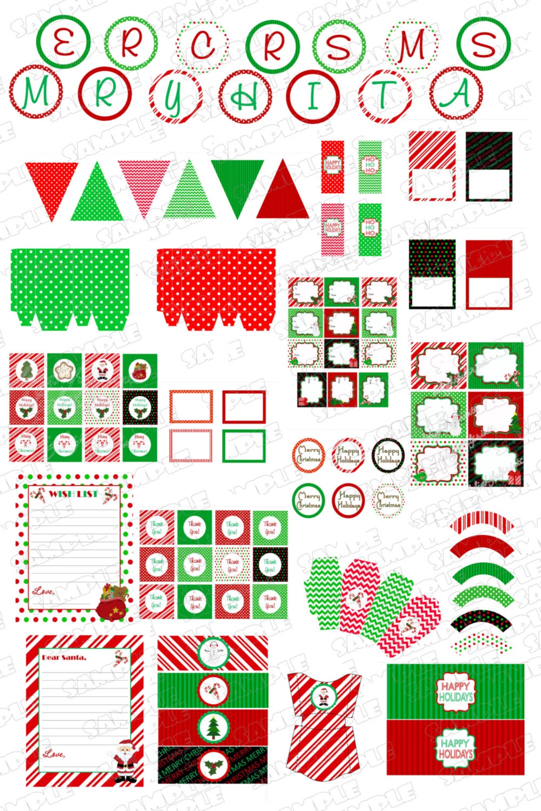Christmas Party Decorations Printable INSTANT DOWNLOAD Uprint ...