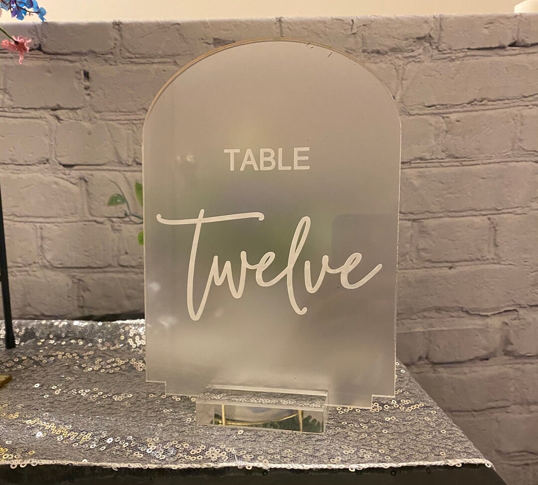 Engraved Frosted Acrylic Arch Table Numbers , Frosted Acrylic Sign ...