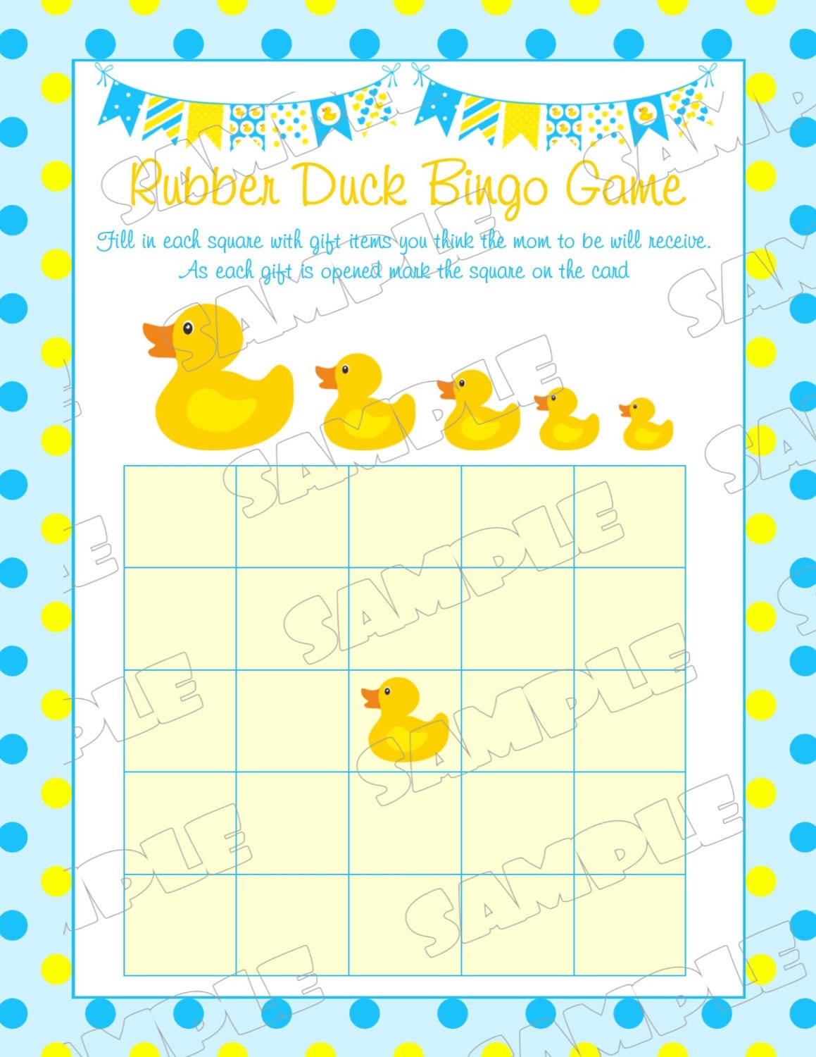 Rubber Duck Bingo Game Baby Shower Games Printable INSTANT - Etsy