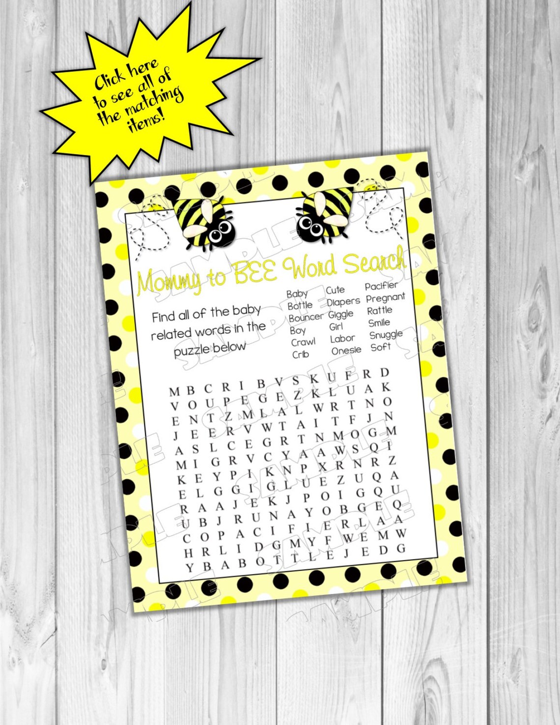 Bumble Bee Baby Shower Word Search Game Mommy to Bee Printable - Etsy