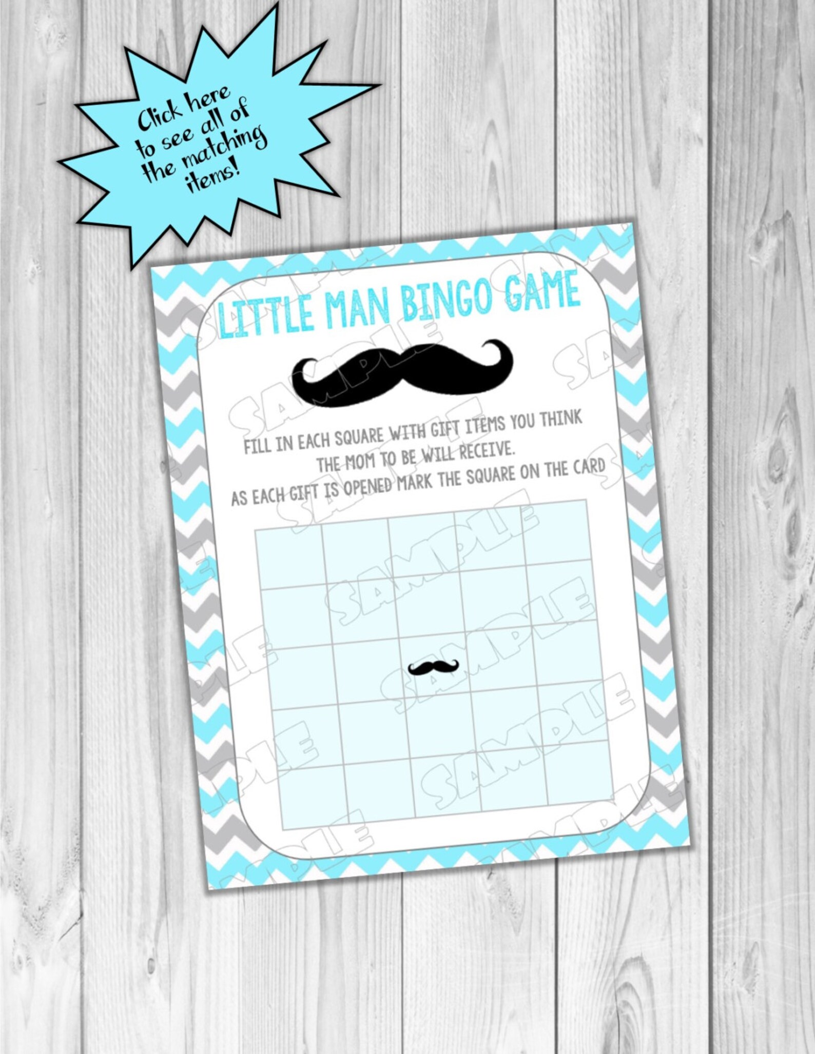 Mustache Baby Shower Games Bingo Game Printable INSTANT | Etsy