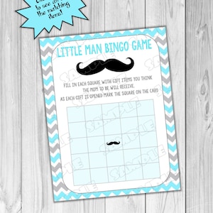 Mustache Baby Shower Games Bingo Game Printable INSTANT DOWNLOAD Uprint ...