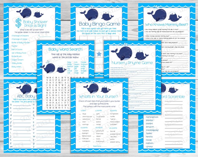 Who Knows Mommy and Daddy Best, Coed Baby Shower Game, Pink Whale Baby ...