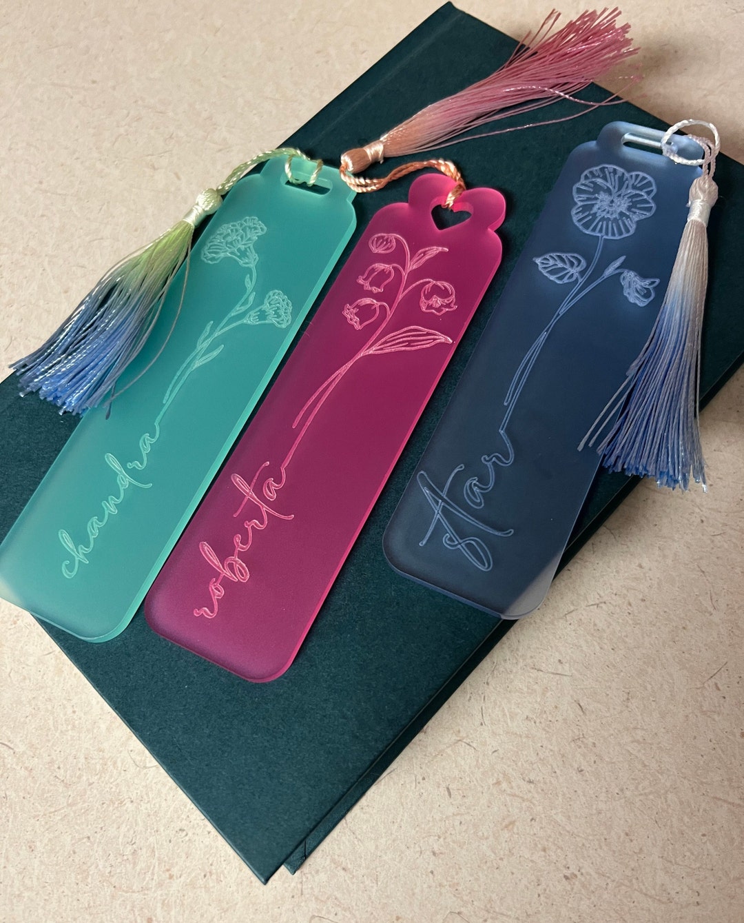 Elegant Birth Flower Bookmark, Personalized Name Bookmark, Floral ...