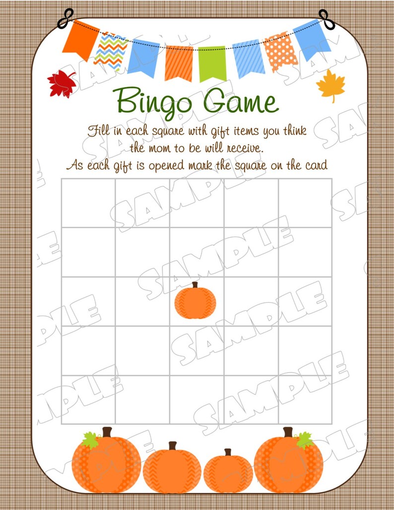Pumpkin fall Baby shower games Bingo baby game Printable | Etsy