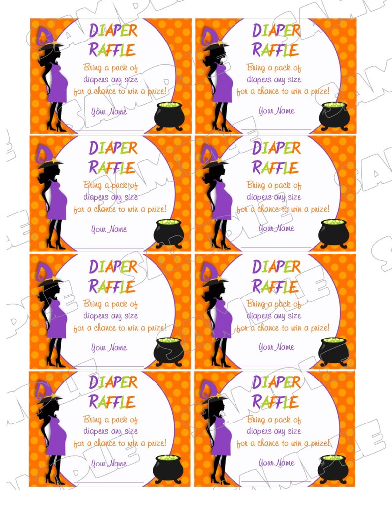 Halloween Baby Shower Diaper Raffle Insert Cards Printable INSTANT ...