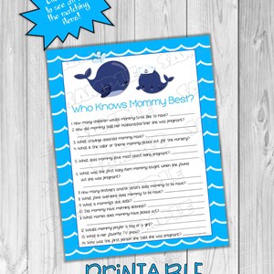 Whale Baby Shower Games Who Knows Mommy Best Printable Whale Games ...