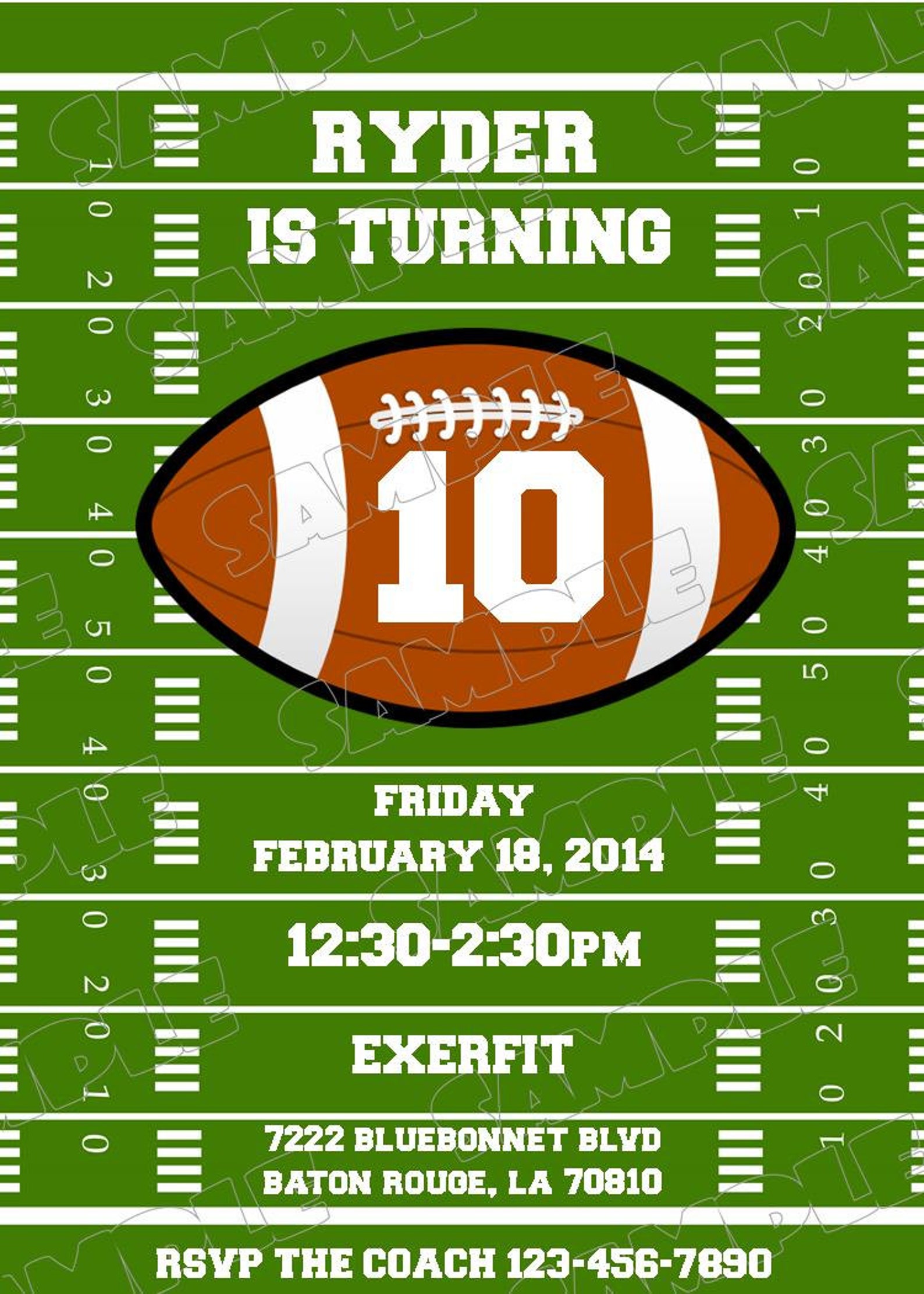 Football Field Birthday Boy or Girl Birthday Printable - Etsy