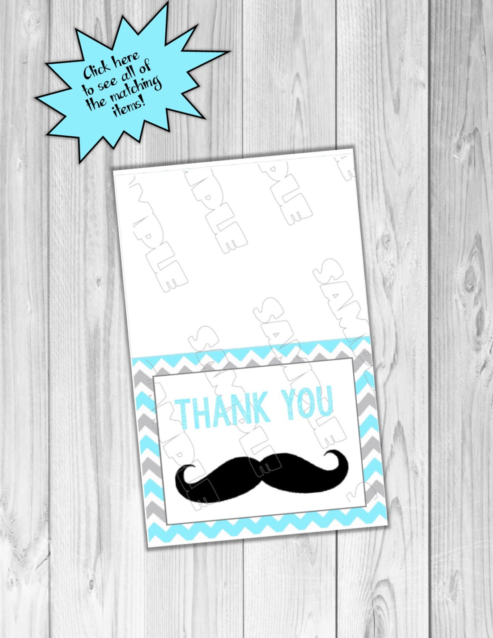 Mustache Baby Shower Thank You Card Printable INSTANT DOWNLOAD | Etsy