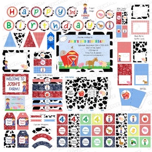 Farm Printable Party Supplies Barnyard Bash Uprint Customized Card by ...