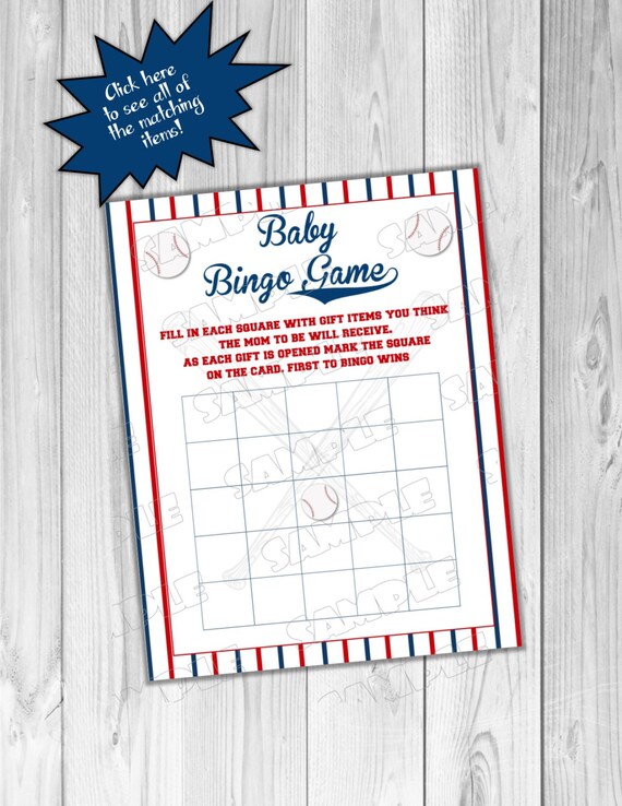 Baseball Baby Shower Baby Bingo Game Printable INSTANT | Etsy