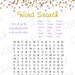 Purple and Gold Baby Shower Games Word Search Game Printable INSTANT ...