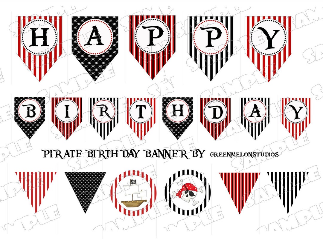 Pirate Banner Happy Birthday INSTANT DOWNLOAD Uprint by ...