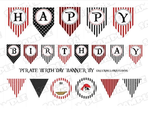 Pirate Banner Happy Birthday INSTANT DOWNLOAD UPrint by ...