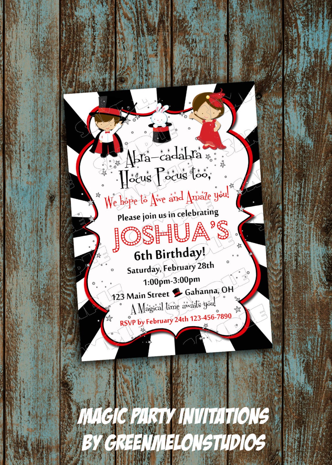 Magic Invite Magic Party Invitation Magic Birthday Magician | Etsy