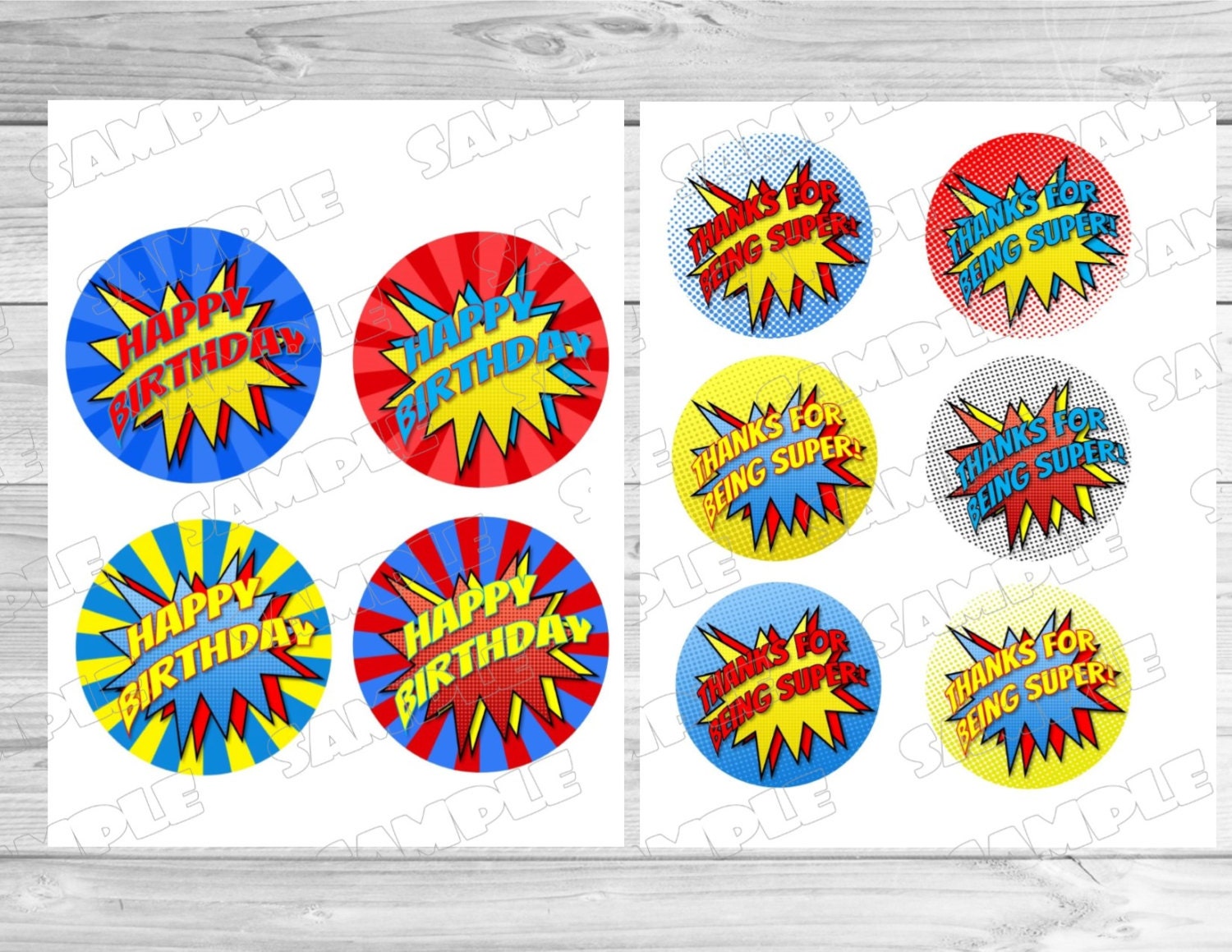 Superhero Circle Tags 3 and 4 Tags INSTANT DOWNLOAD Superhero Printable ...