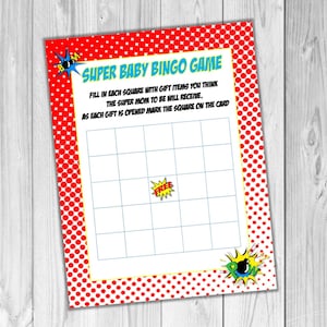 Superhero Bingo Baby Shower Game Game Printable INSTANT DOWNLOAD Uprint ...