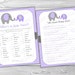 Elephant Baby Shower Games Purple and Gray Set of 8 Games Bundle Baby ...