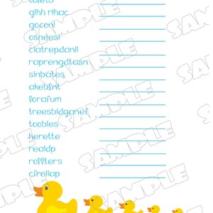 Rubber Duck Word Scramble Baby Shower Games Printable INSTANT DOWNLOAD ...