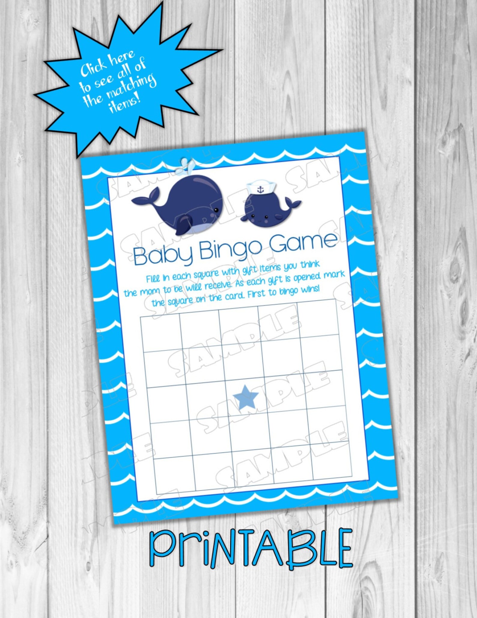 Whale Baby Shower Games Baby Bingo Game Printable Whale Games - Etsy