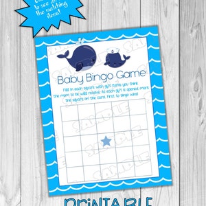 Whale Baby Shower Games Baby Bingo Game Printable Whale Games - Etsy