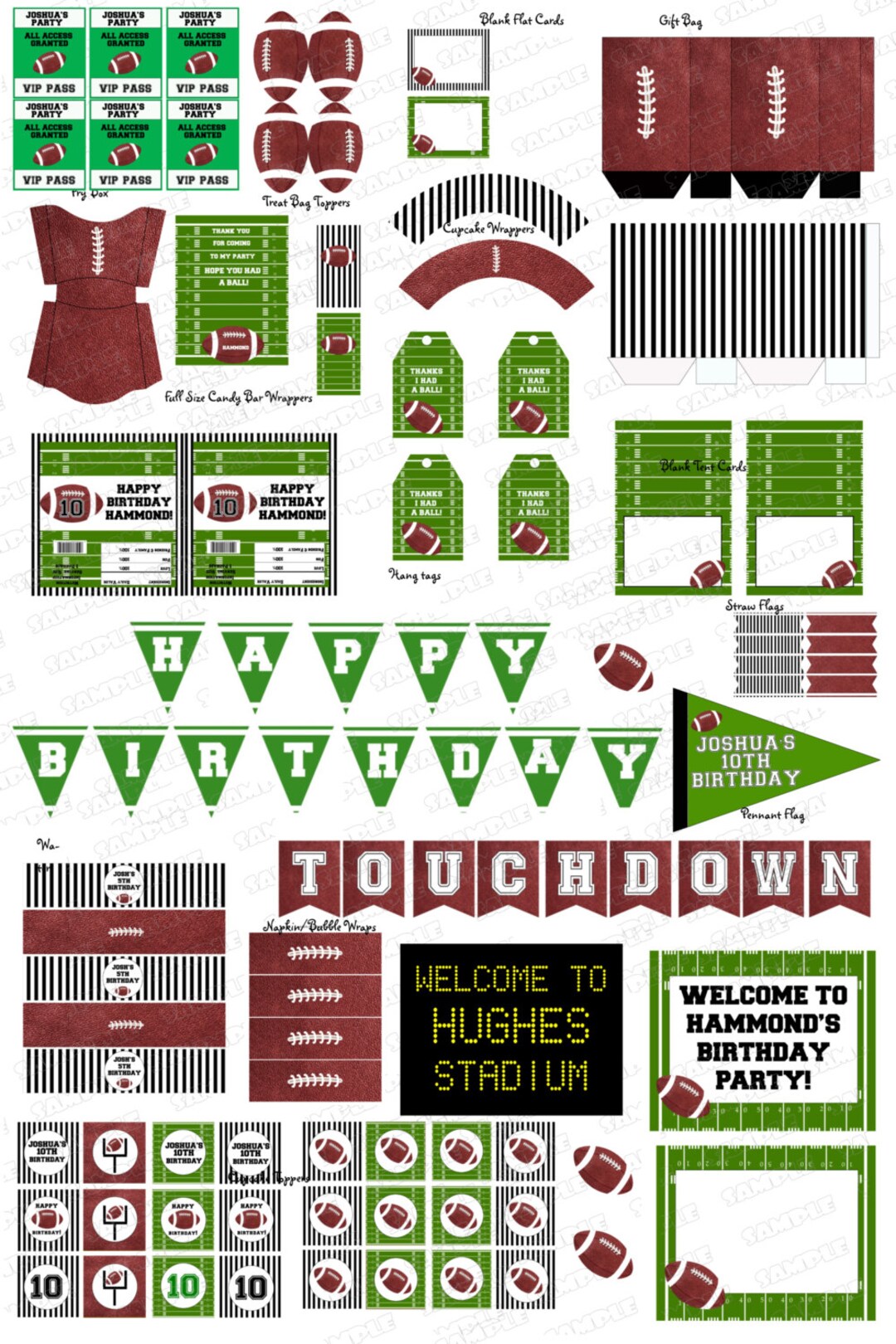 Football Party Printable Birthday Party Supplies NO INVITE - Etsy