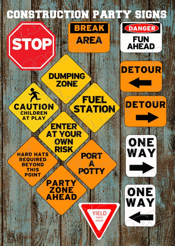 Construction Signs both large and mini signs instant download by ...