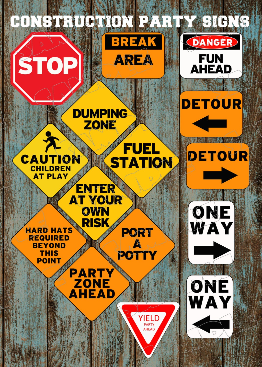 Construction Signs Both Large and Mini Signs Instant Download by ...