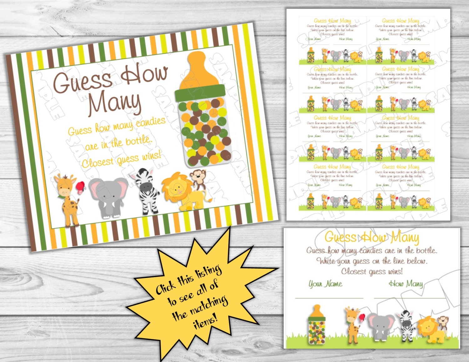 Jungle Safari Baby Shower Games Bundle 14 Piece Set Huge Bundle ...