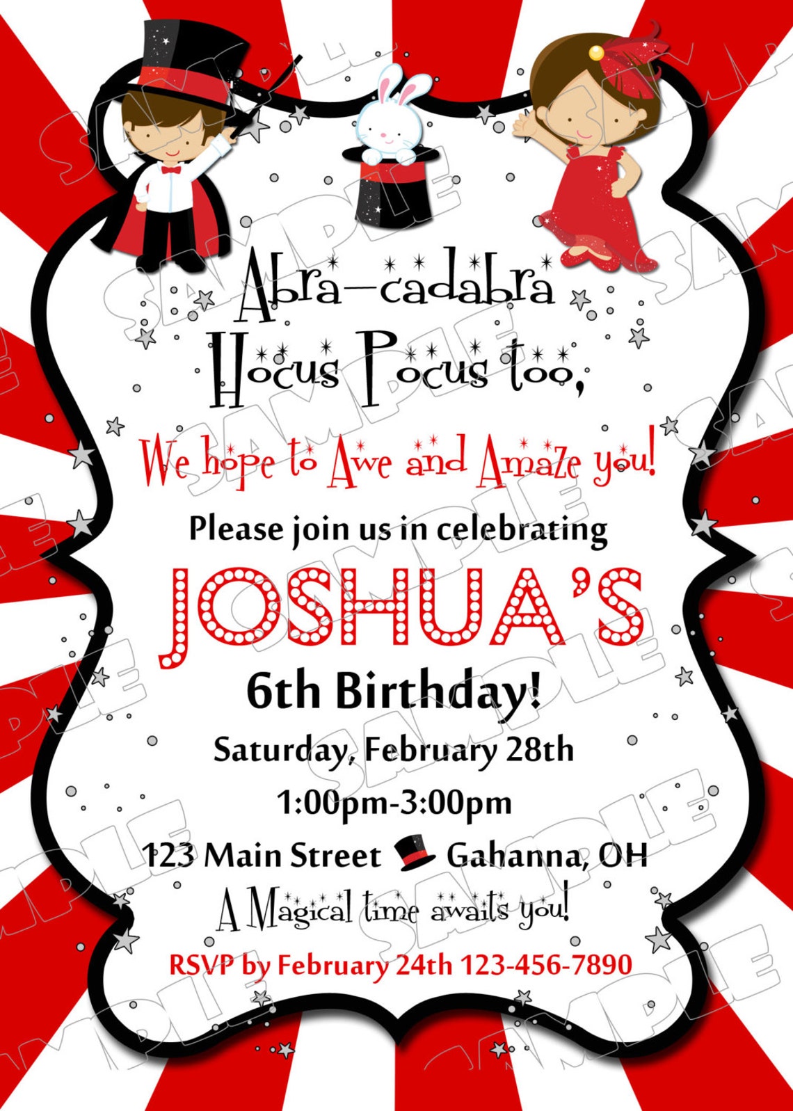 Magic Invite Magic Party Invitation Magic Birthday Magician | Etsy