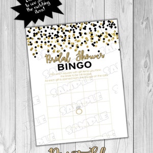 Black and Gold Bingo Game Glitter Elegant Bridal Shower - Etsy