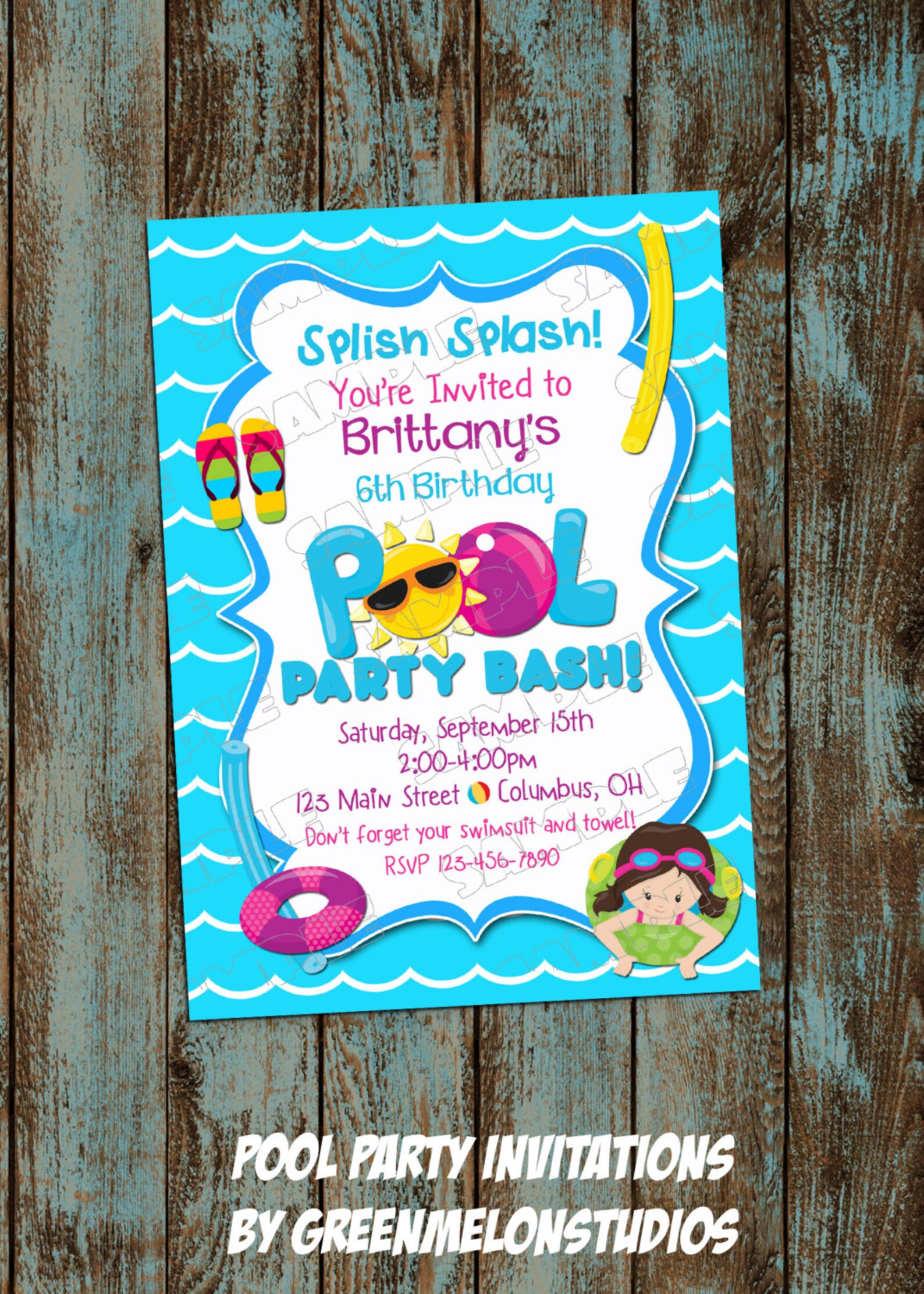 Pool Party Invitation Swim Party Swimming Birthday Party Printable ...